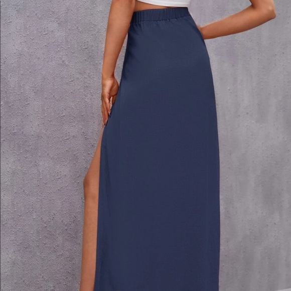 Skirts | New Without Tags Maxi M Slit Skirt Dark Blue | Poshmark